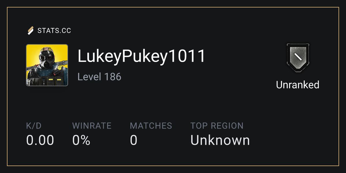 Siege Stats - Stats.CC LukeyPukey1011 - Rainbow Six Siege Player Stats