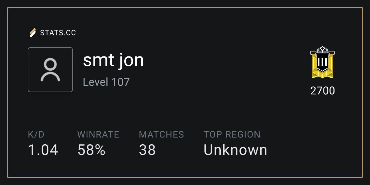 Siege Stats - Stats.CC smt jon - Rainbow Six Siege Estadísticas de Jugador